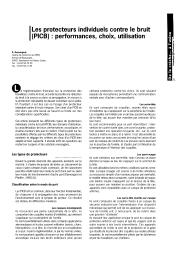 Les protecteurs individuels contre le bruit (PICB) : performances ...