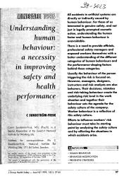 Understanding human behaviour : a necessity in improving safety and ...