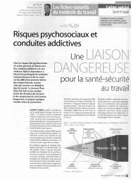 Risques psychosociaux et conduites addictives. Une liaison dangereuse ...