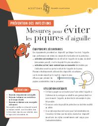 Prévention des infections. Mesures pour éviter les piqûres d'aiguille ...